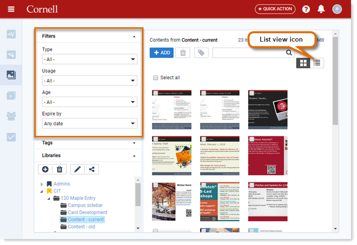 CUView and Content Aging | IT@Cornell